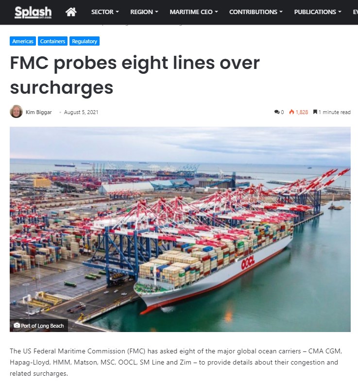 美FMC, HMM·SM상선 등 해운사 8곳 ‘혼잡 할증료 부과’ 적절성 조사 “행정명령”